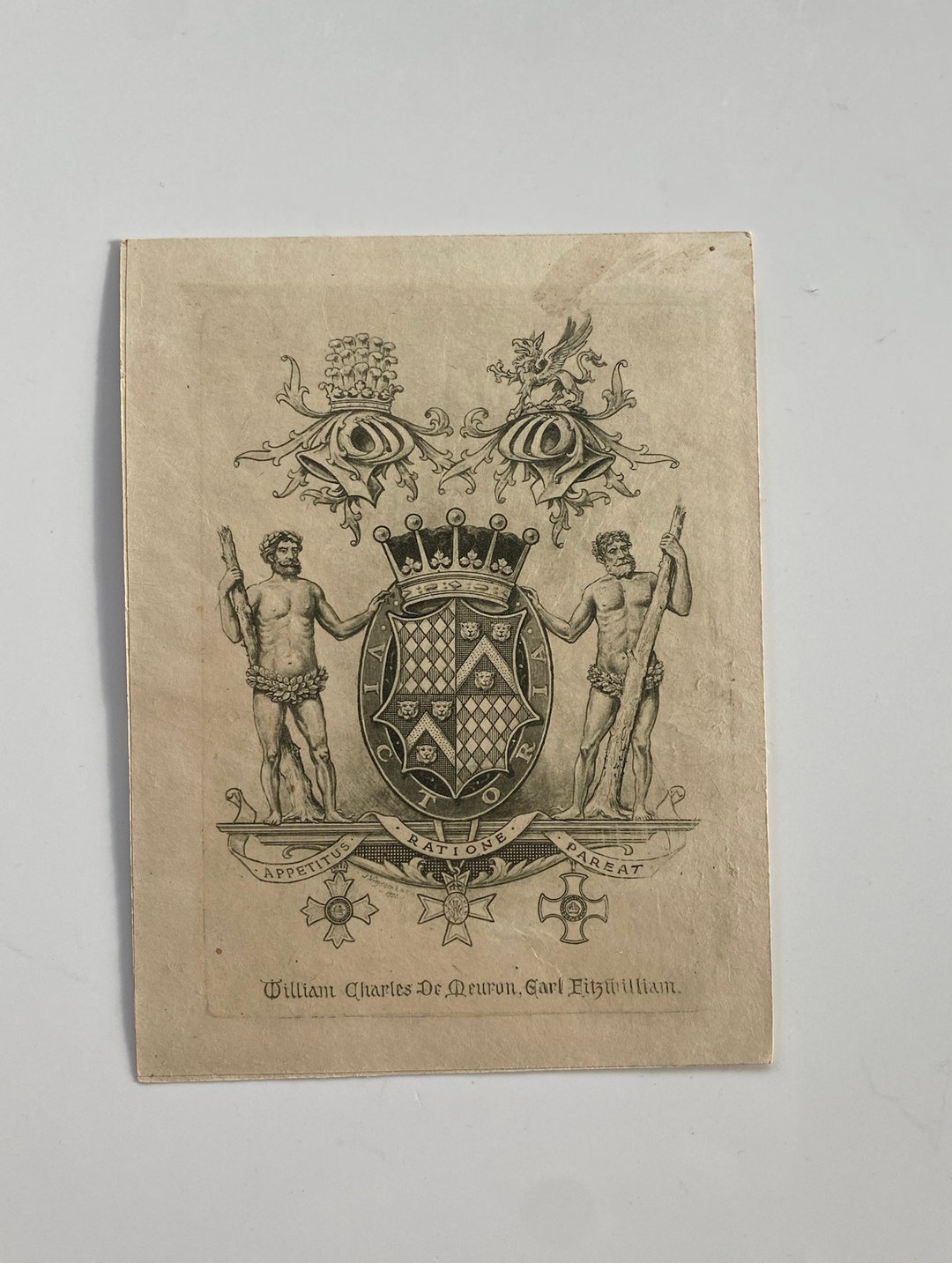Antique Bookplate of William Charles De Meuron, Earl Fitzwilliam ...