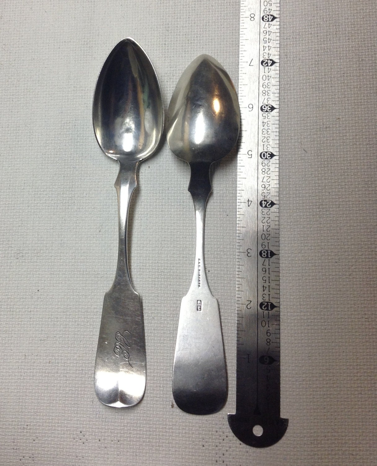 1835-81 Pair American Coin Silver Serving Spoons by James | Etsy