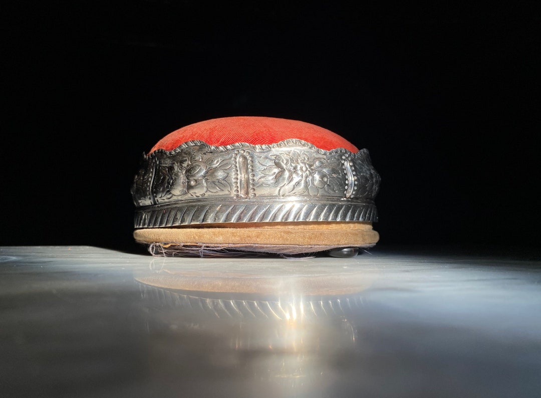1813 Upcycled English Sterling Silver Pincushion and Sewing Notions Box ...