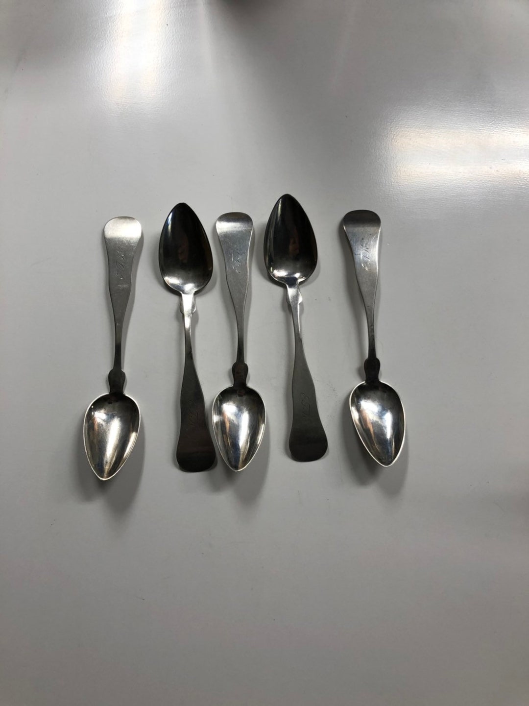 Ca 1855 Set of Fiddleback Coin Silver Spoons, Penacock, NH Pratt ...