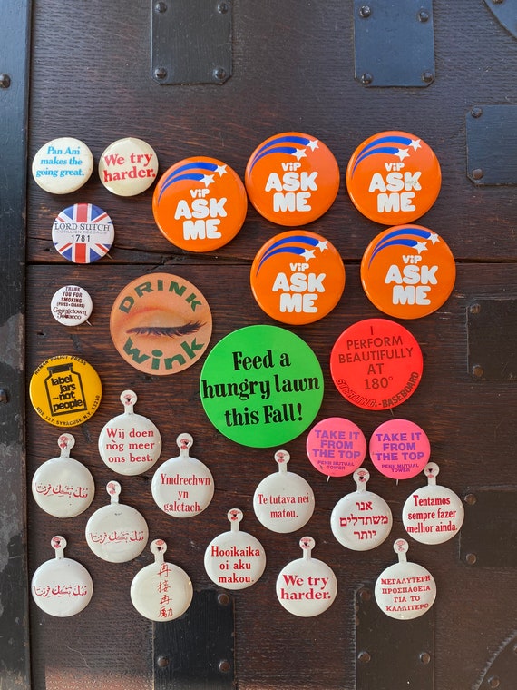 Assorted Promotional Advertising Buttons - Choose One… - Gem