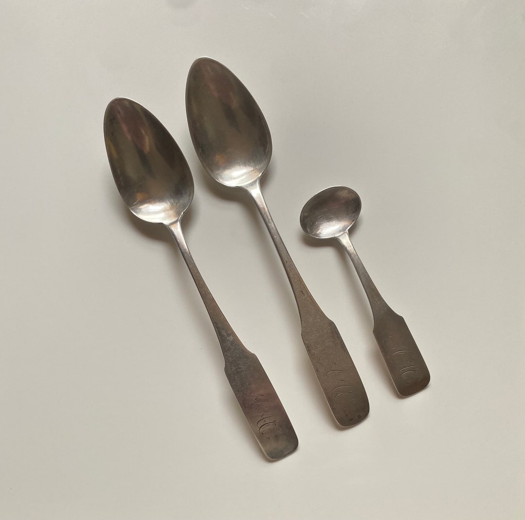 1845-1850 Set of New York City Fiddleback Spoon Partial Set (3) by Wood ...