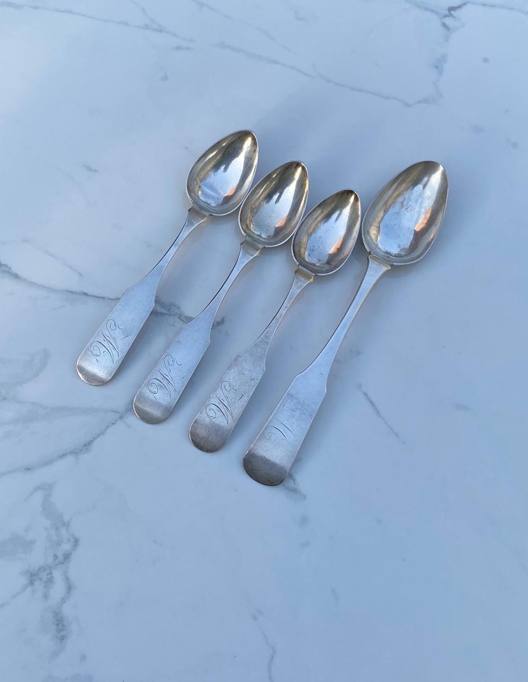 1820-30 Rare Jacob Schaffer of Washington, PA Coin Silver Partial Set ...