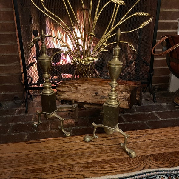 Brass Andirons - Etsy