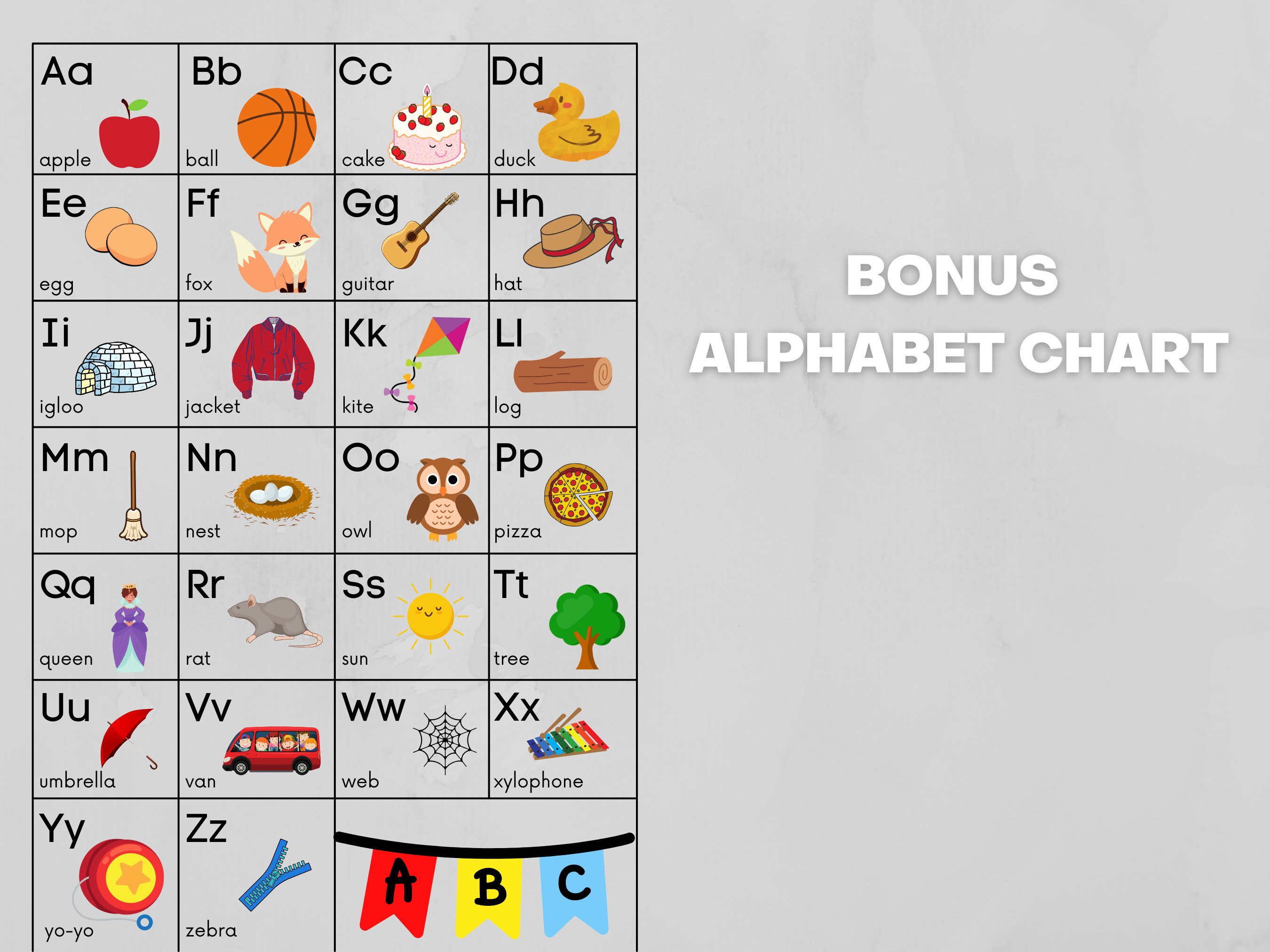 Picture Alphabet Flashcards Printable PDF Fun and Engaging ABC Learning ...