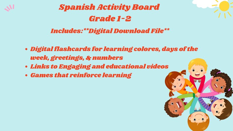 Spanish Activity Digital Choice Board Grade 1 & 2 - Etsy