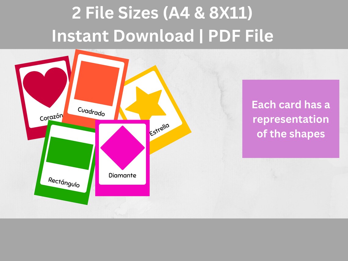 Printable Shapes Flashcards Spanish Digital Download for Fun ...
