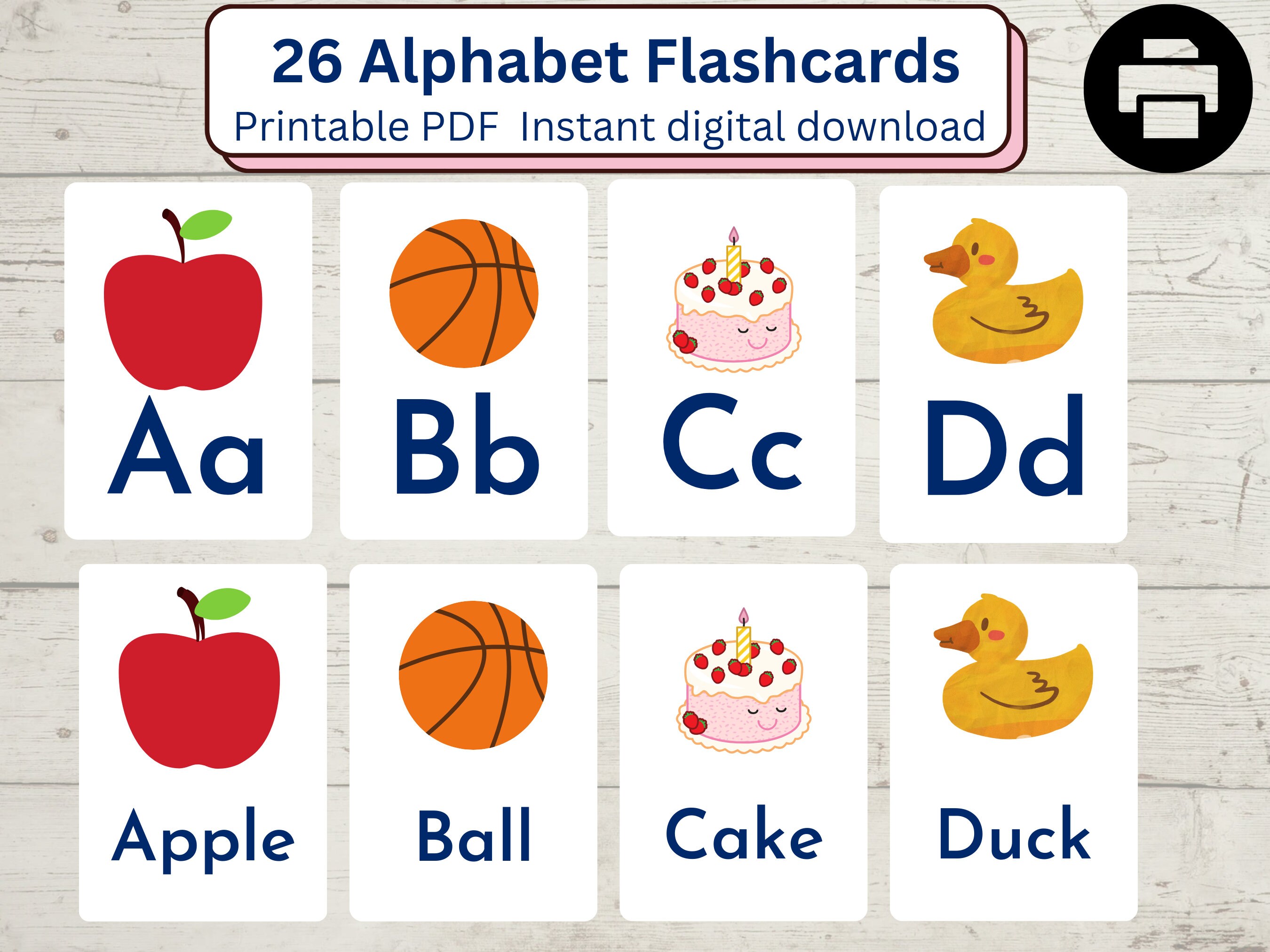 Picture Alphabet Flashcards Printable PDF Fun and Engaging ABC Learning ...