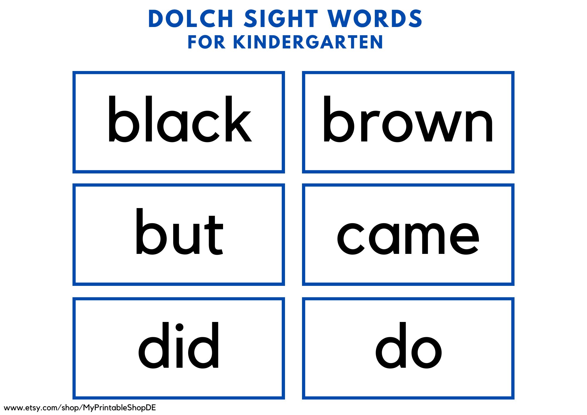 52 Printable Kindergarten Dolch Sight Words - Etsy