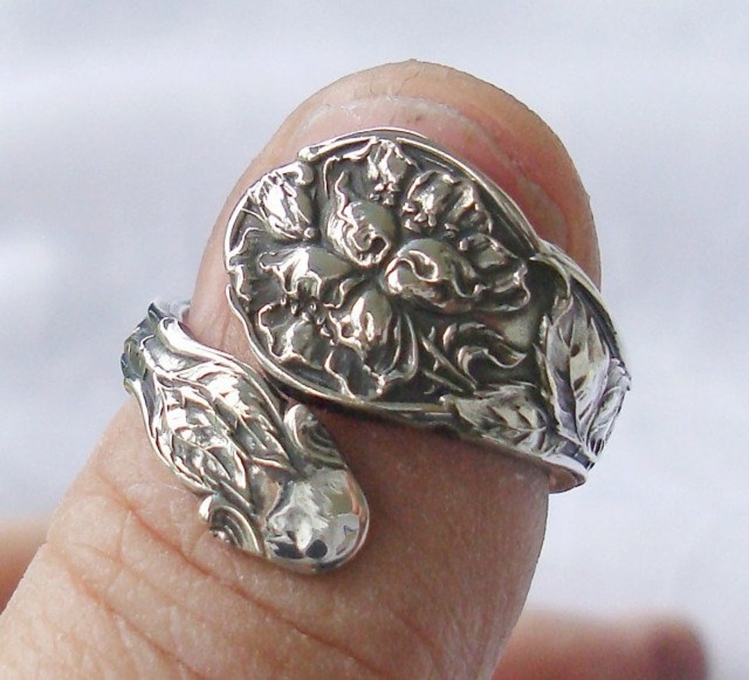 Cherry Blossoms Flower Gorham Vintage Sterling Silver Spoon Ring ...