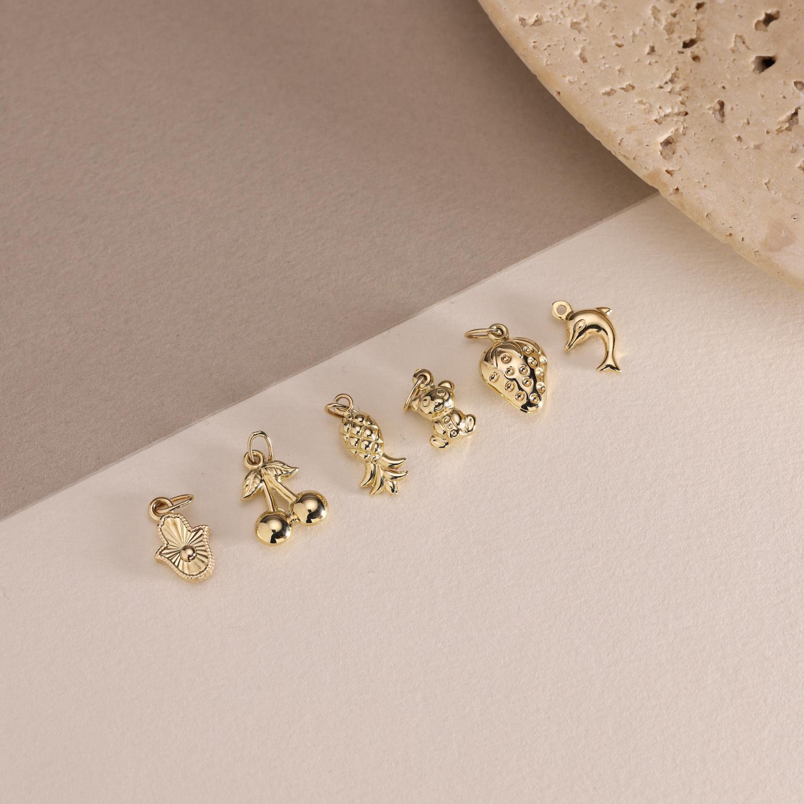 14K Solid Gold Charms for Necklace • Real Gold Jewelry Making Charms ...