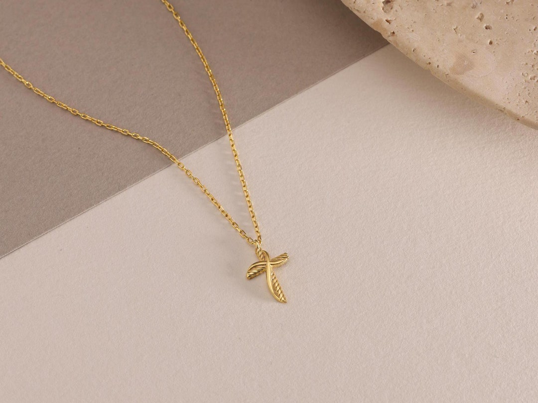 14K Gold Rope Chain Cross Necklace • Solid Gold Wire Wrapped Catholic ...