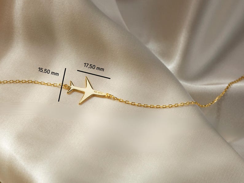 Personalized Airplane Necklace, 14K Solid Gold Air Plane Pendant ...