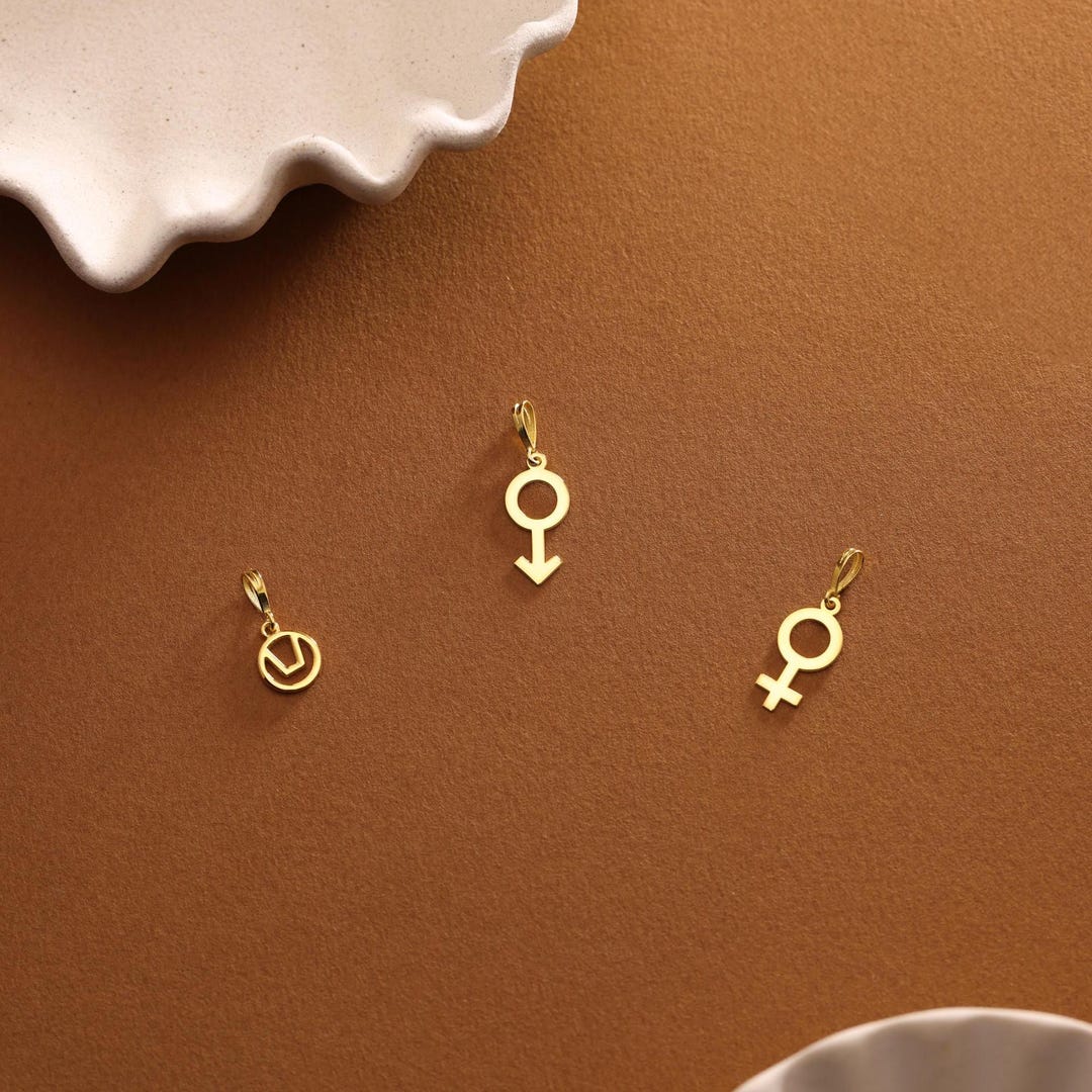 14K Solid Gold Gender Symbol Charms • Adult Lifestyle Symbols • Male ...