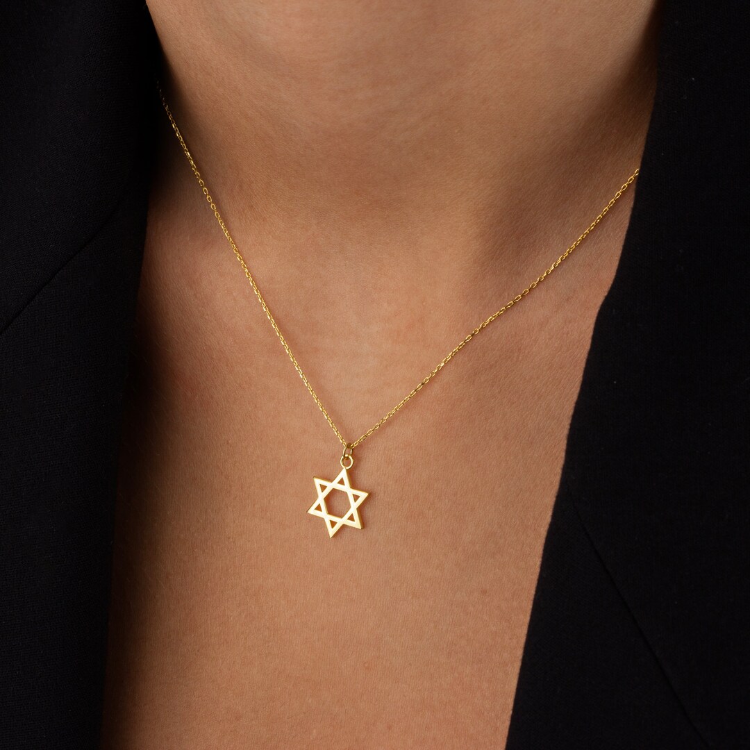 14K Solid Gold Star of David Necklace • Minimal Magen David Necklace ...