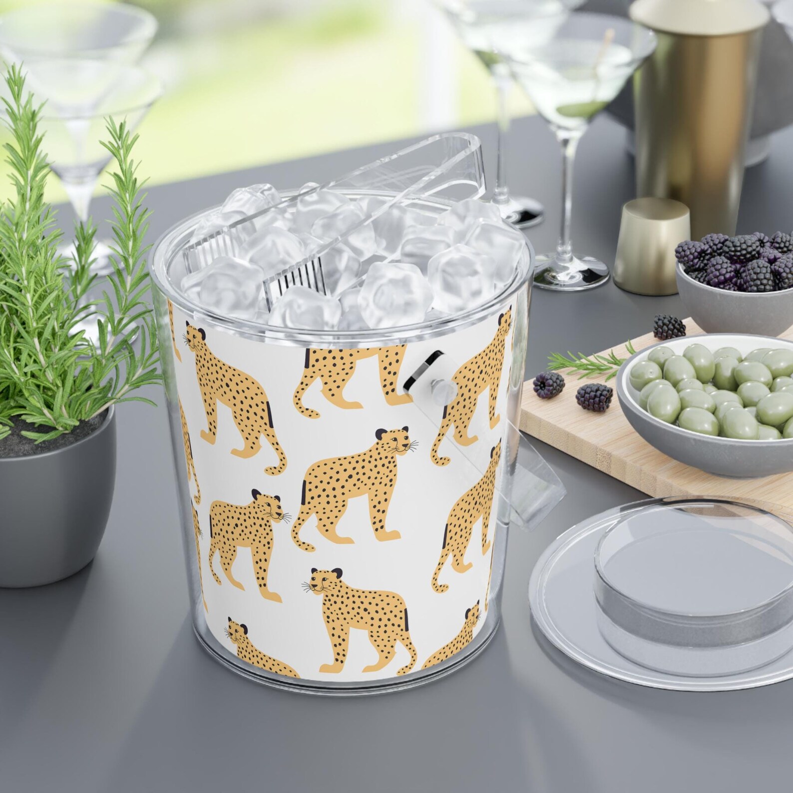 Cheetah Print Ice Bucket, Picnic Accessory, Leopard Ice Bucket With ...