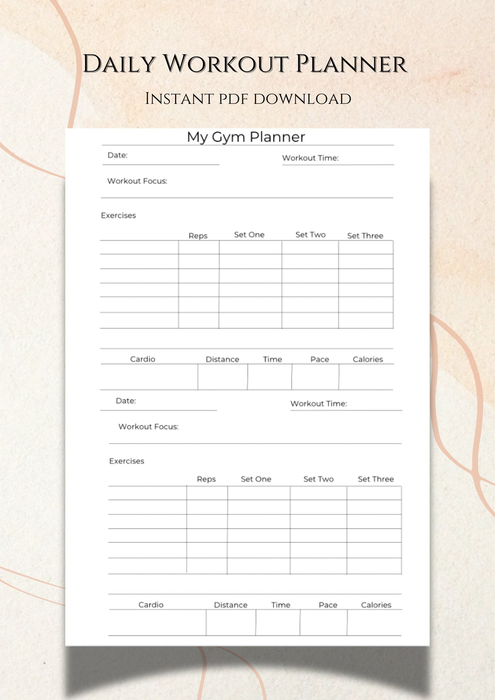 Daily Workout Planner: Fitness Tracker, Exercise Journal (PDF Download ...