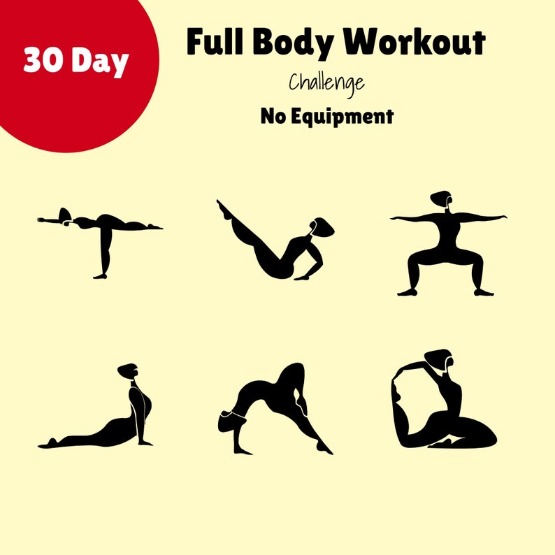 Printable 30 Day Full Body Workout Challenge Digital Fitness Challenge ...