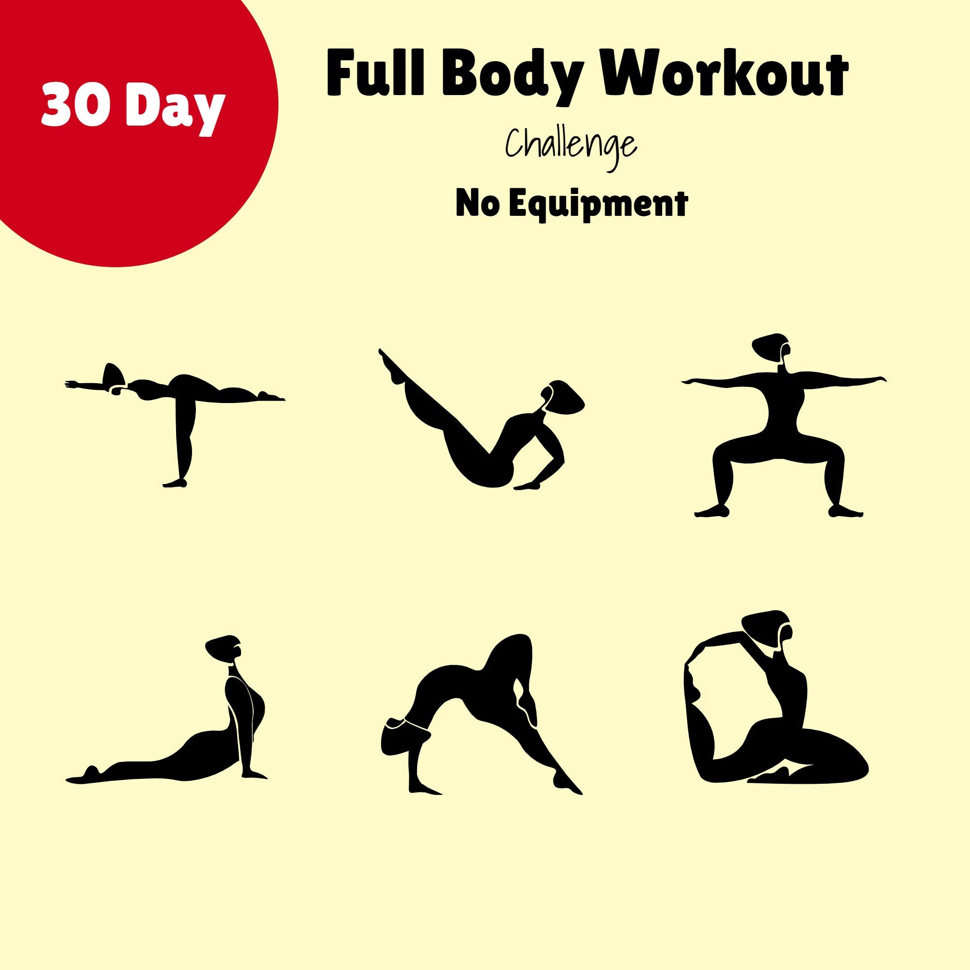 Printable 30 Day Full Body Workout Challenge Digital Fitness Challenge ...