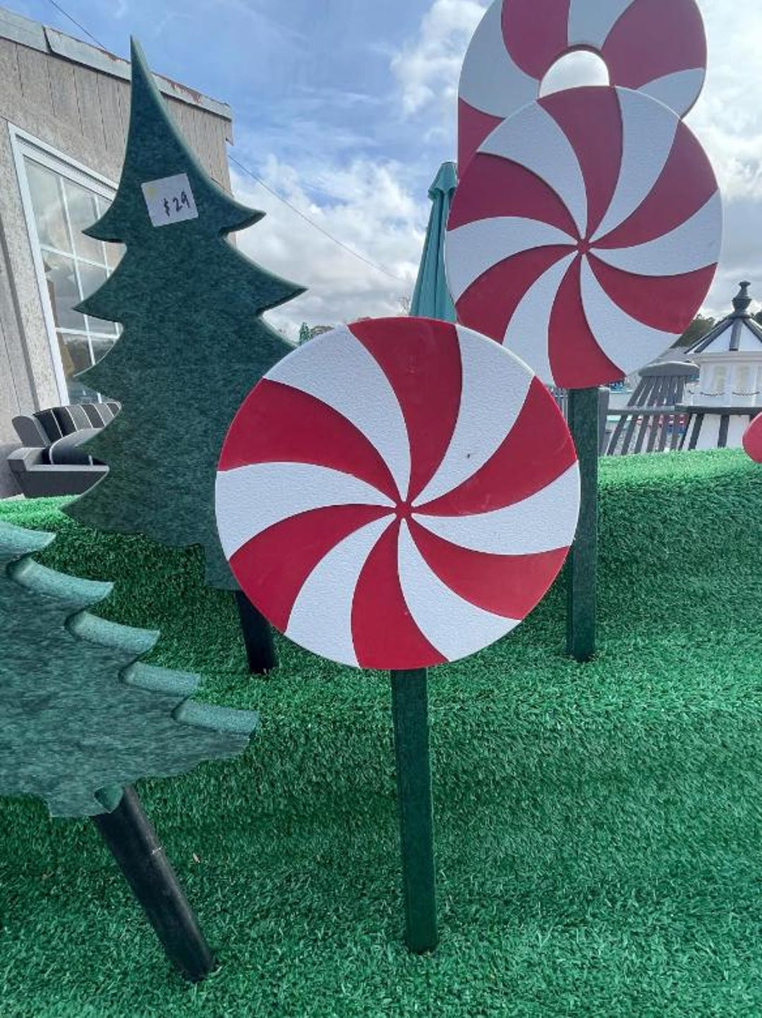 Poly Peppermint Christmas Yard Stake Decoration for Home, School ...