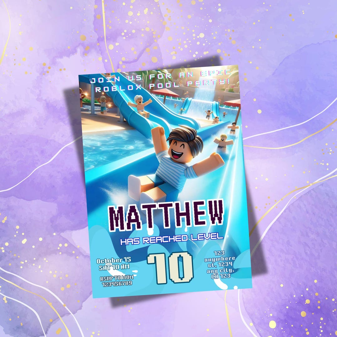 Roblox Pool Party Invitation: Gamer Birthday Invite (digital) - Etsy