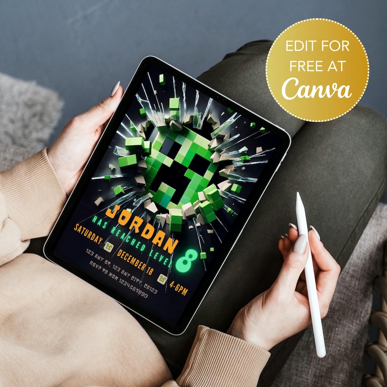 Creeper, Creeper Invitation,minecraft Birthday Invitation,minecrafter ...