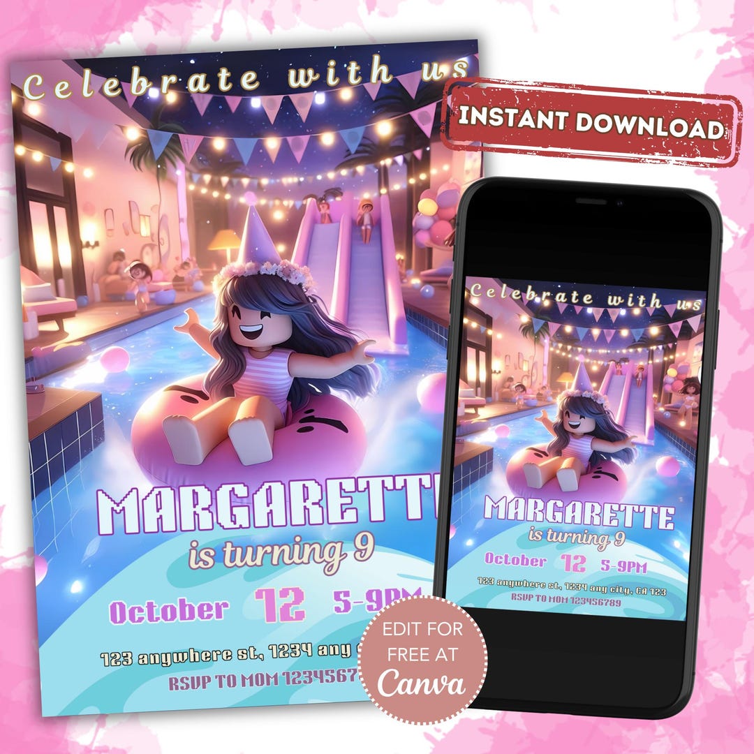 Pool Party Roblox Girl Night Swimming Party Roblox Girl Gamer Girly ...