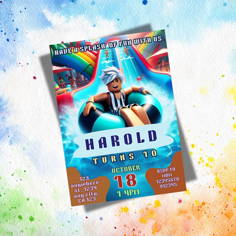 Roblox Pool Party Invitation, Gamer Birthday (digital Download) - Etsy