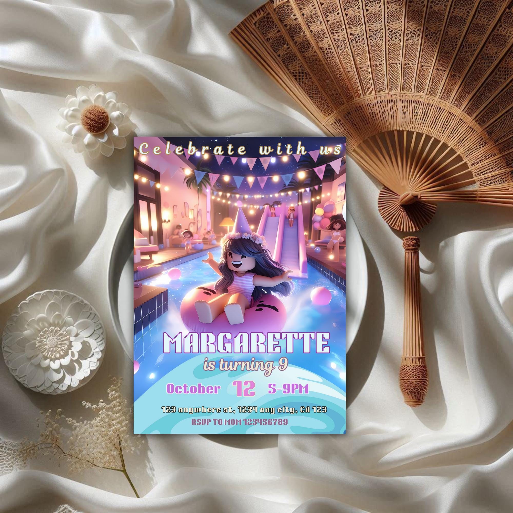 Pool Party Roblox Girl Night Swimming Party Roblox Girl Gamer Girly ...