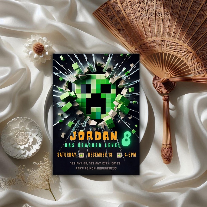 Creeper, Creeper Invitation,minecraft Birthday Invitation,minecrafter ...