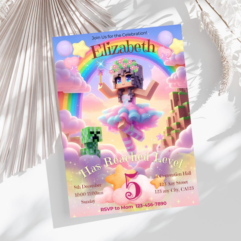 Minecrafter Birthday Invitations - Etsy