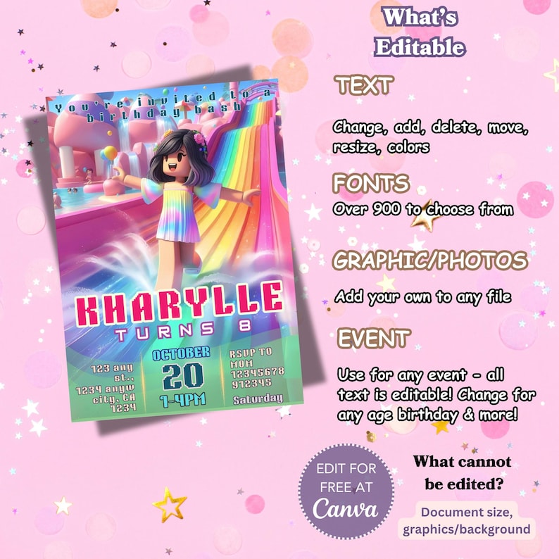 Roblox Pool Party, Roblox Pool Party Invitation, Roblox Birthday ...