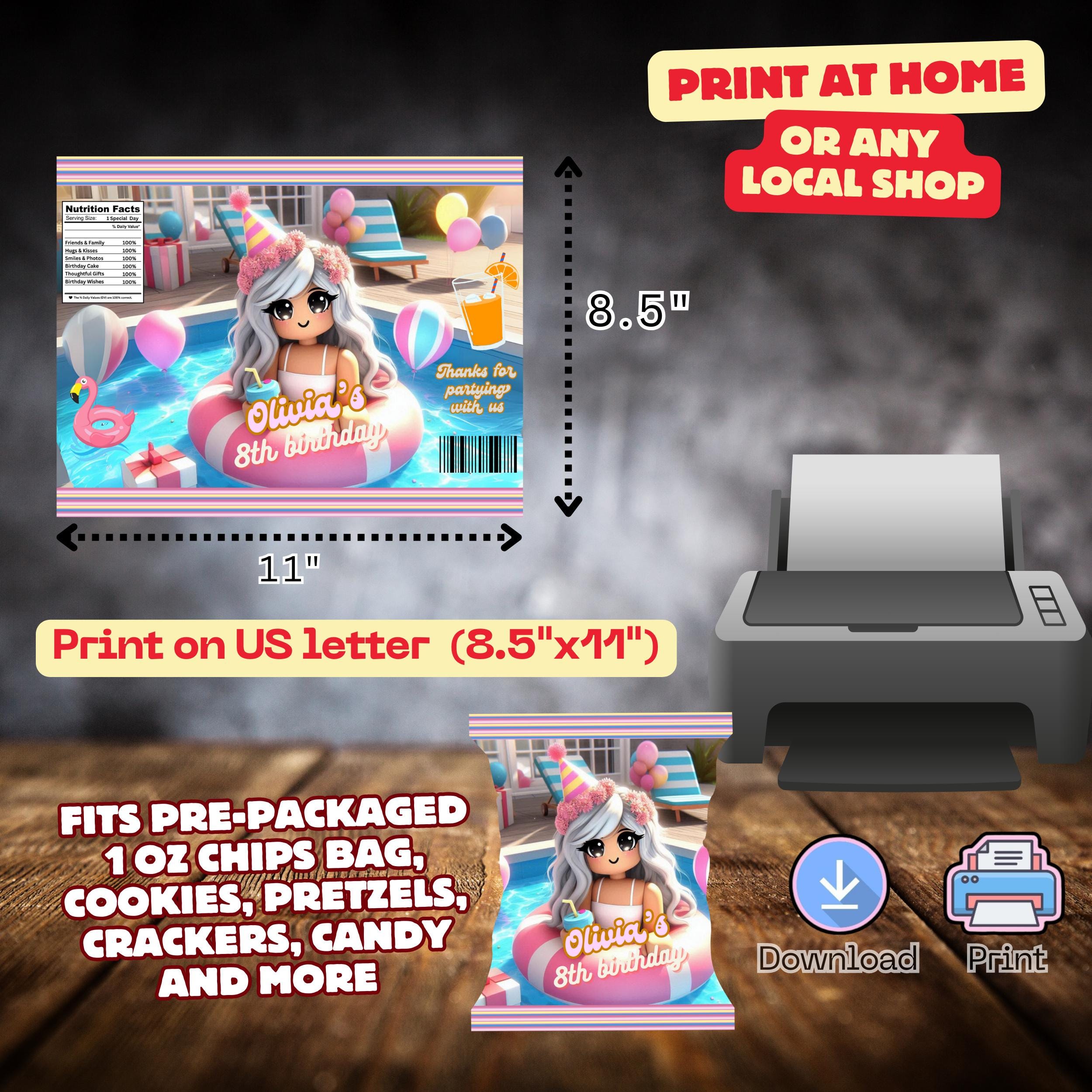 Roblox Chips Bag, Free Customize, Personalized Chipbag, Roblox Pool ...