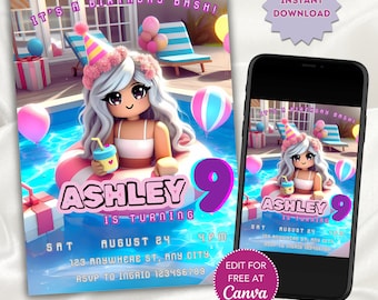 Pool Party Roblox Girl Night Swimming Party Roblox Girl Gamer Girly ...