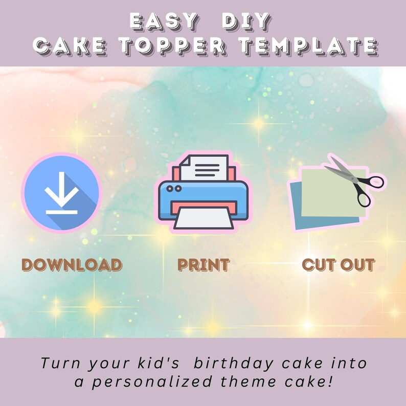 Printable Unicorn Cake Topper, Birthday Cake Topper, Digital Cake ...