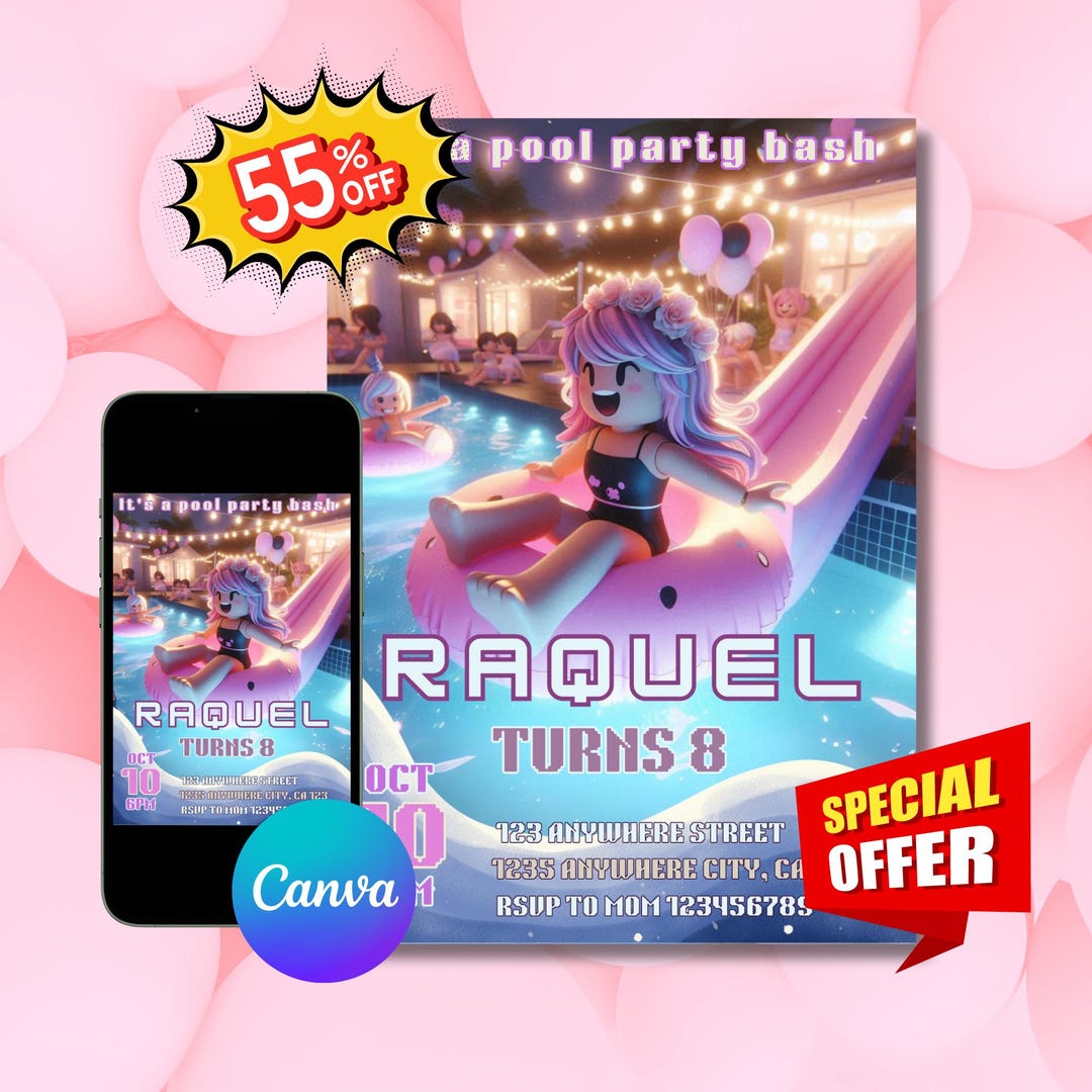 Pool Party Roblox Girl Night Swimming Party Roblox Girl Gamer Girly ...