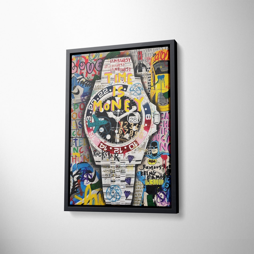 Banksy Style Rolex Times is Money Pop Art Canvas, Banksy Graffiti ...