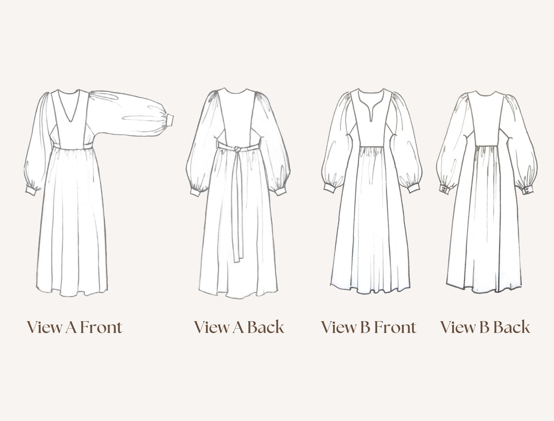 Aelwyn Dress PDF Sewing Pattern Bust 31 43 Bohemian Folk Dress - Etsy