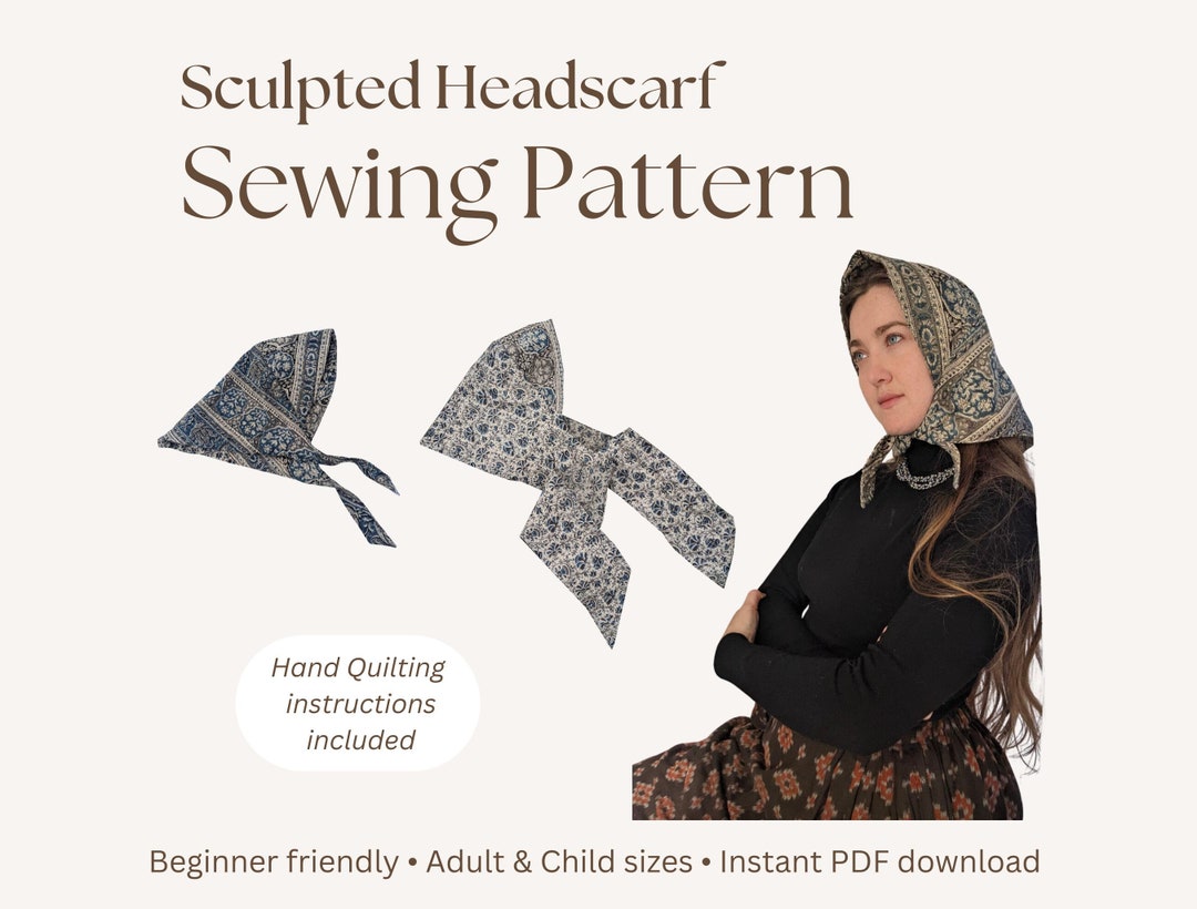 Sculpted Headscarf Scoodie Bonnet Hood PDF Sewing Pattern adult and Child Sizes Plain & Hand ...