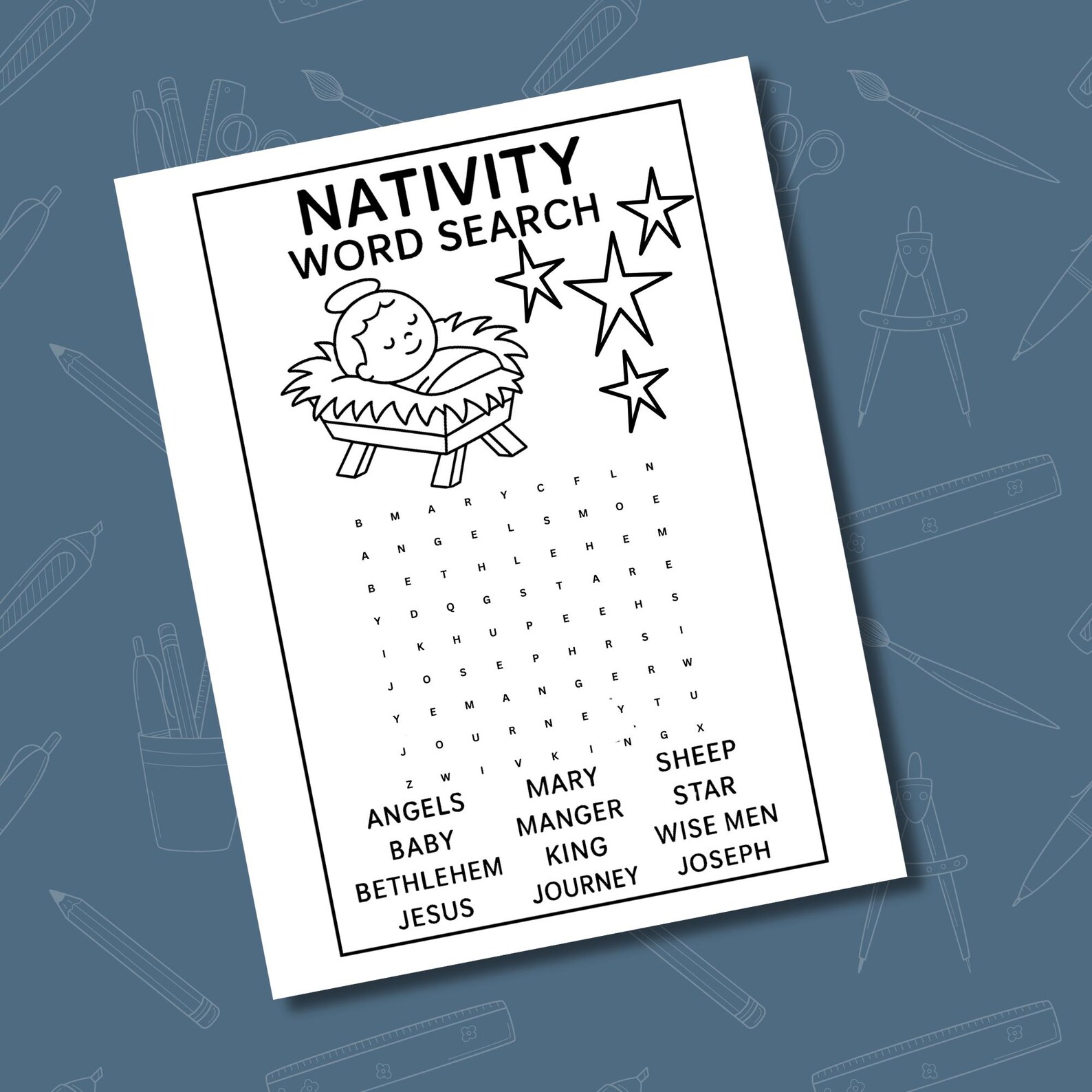 Nativity Word Search Printable • Sunday School Christmas Worksheet ...