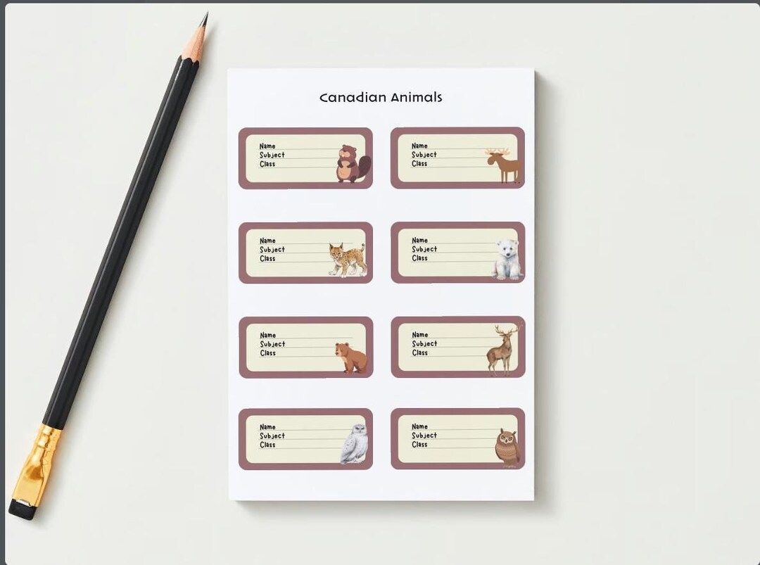 Editable Animal Name Tags for Kids – Printable School Book Labels | PNG ...