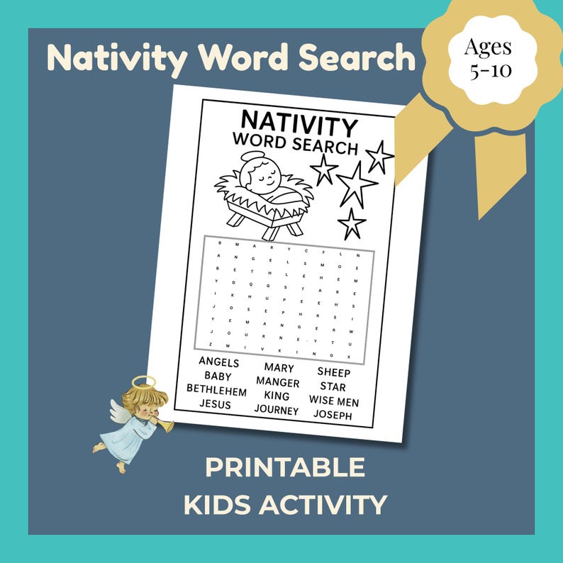 Nativity Word Search Printable • Sunday School Christmas Worksheet ...
