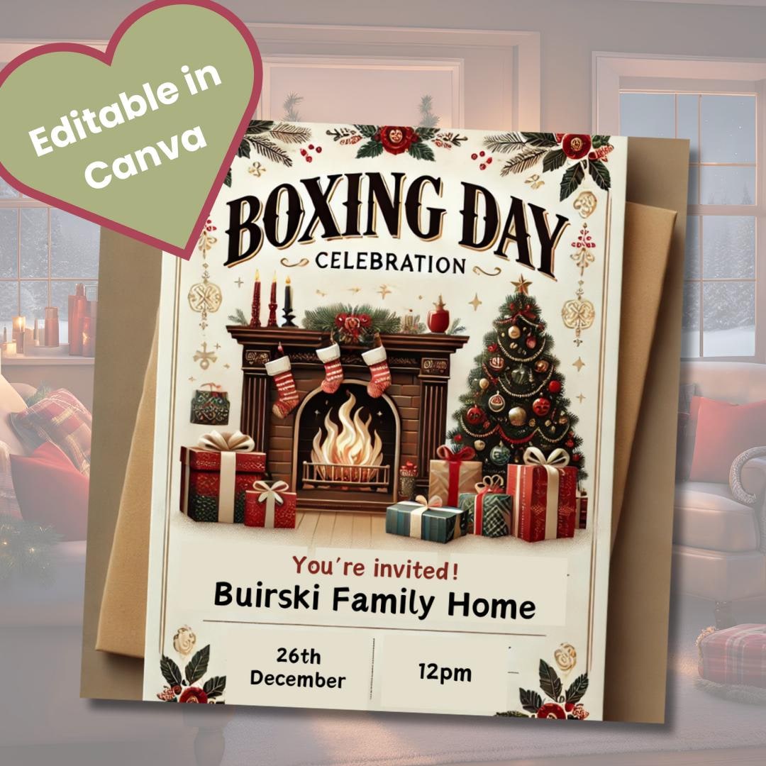 Editable Boxing Day Party Invitation Canva Template Boxing Day ...