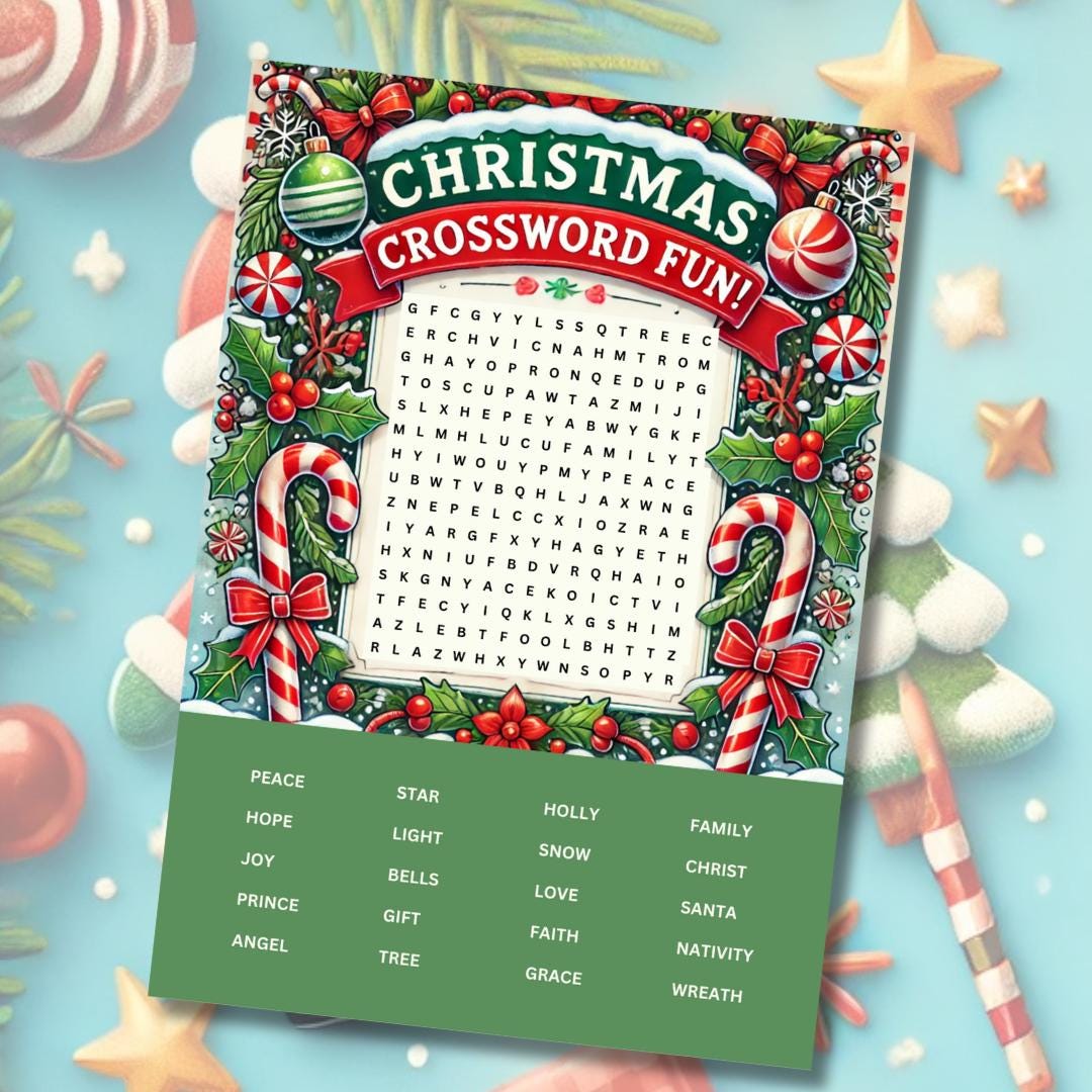 Christmas Word Search Puzzle: Fun Holiday Printable (PDF & PNG) - Etsy