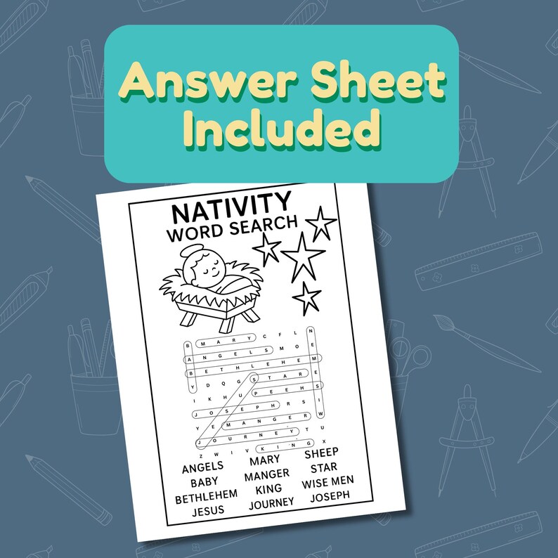 Nativity Word Search Printable • Sunday School Christmas Worksheet ...