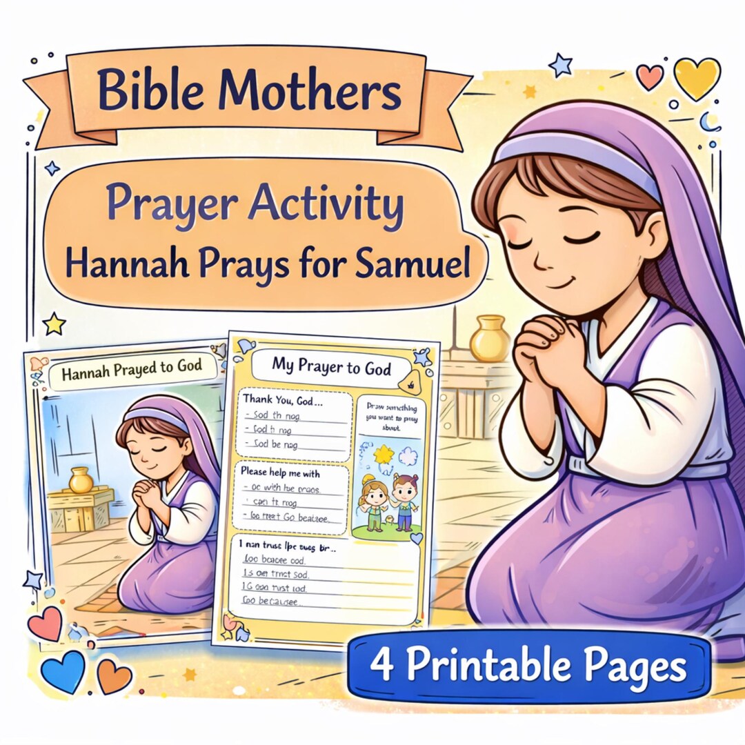 Hannah Prays for Samuel Prayer Activity Bible Mothers Series Christian ...