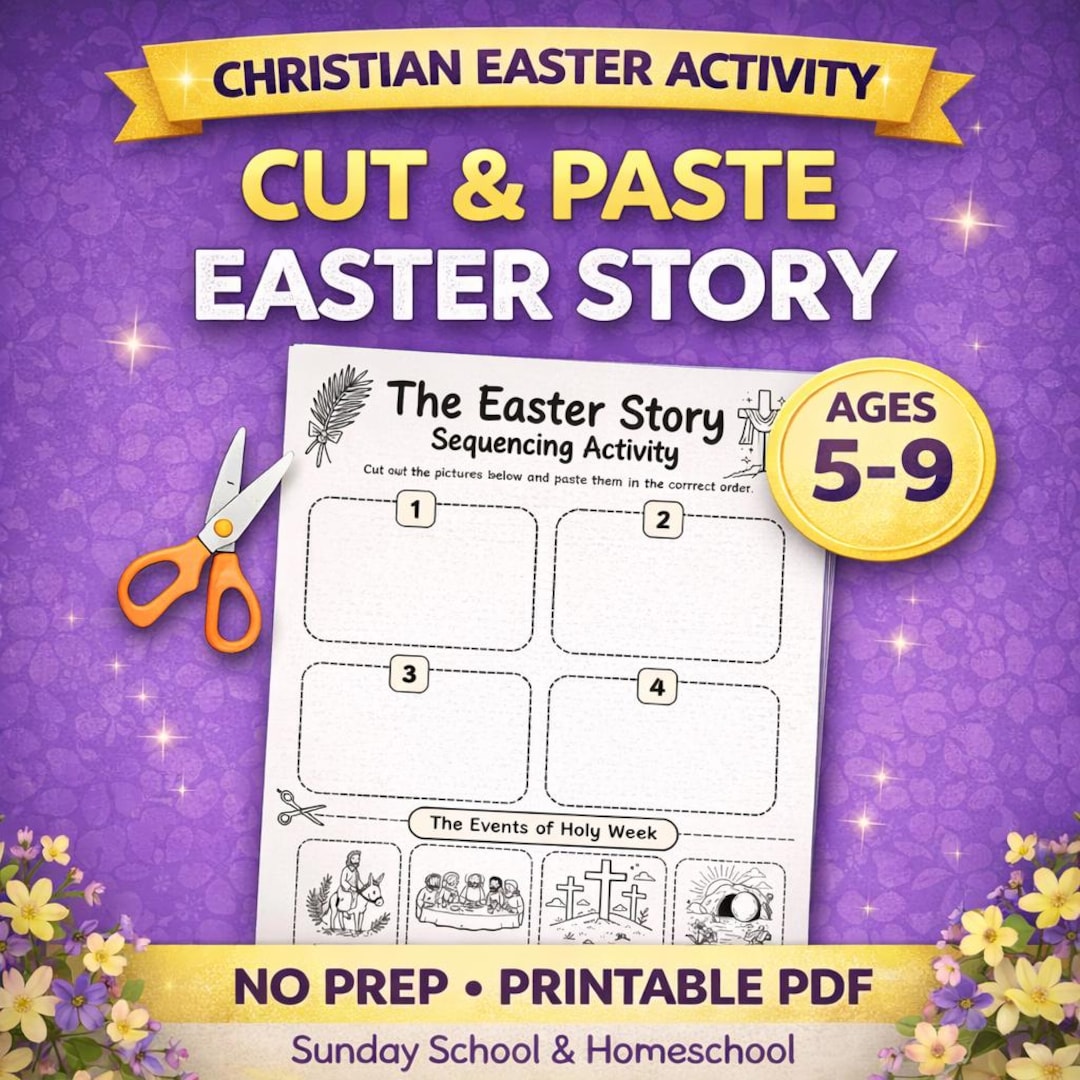 Christian Easter Story Cut & Paste Sequencing Activity | Resurrection ...