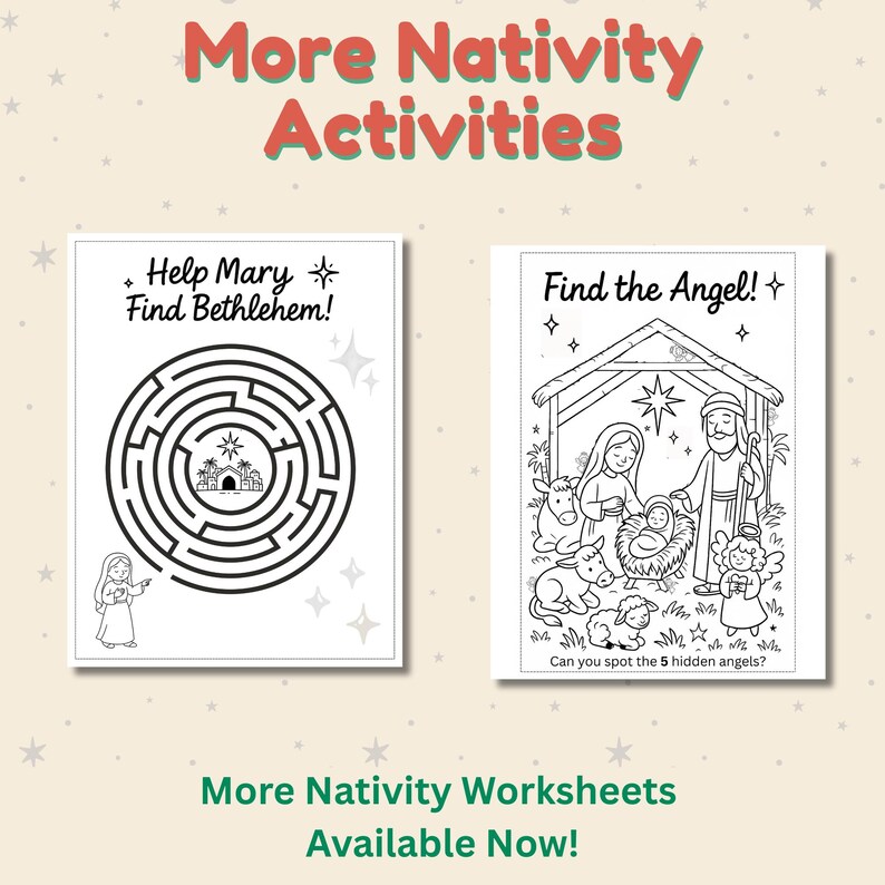 Nativity Activities for Kids Printable, Christian Christmas Activity ...