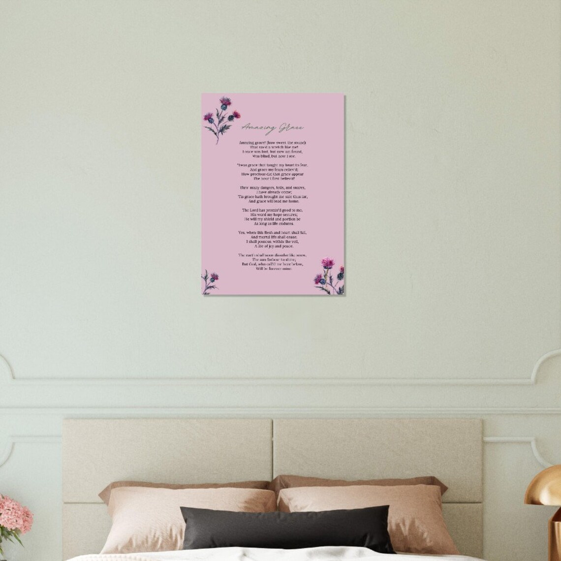 Amazing Grace Full Hymn Dusty Pink Poster With Complete Hymn Christian ...