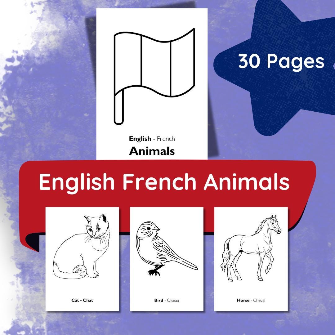 Bilingual Animal Coloring Pages – English & French Learning Printables ...